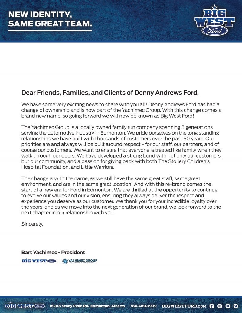 New Identity, Same Great Team - Big West Ford